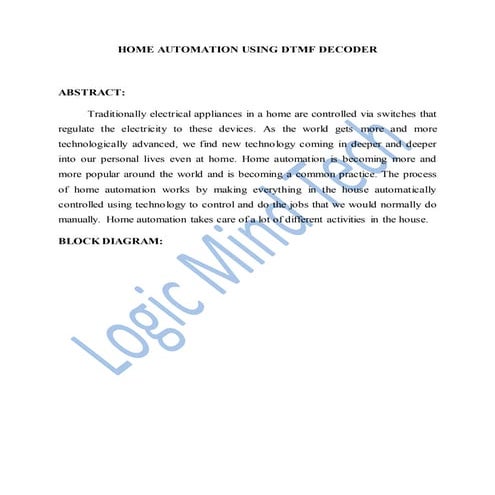 Home automation using dtmf decoder | DOCX | Home Appliances | Home & Garden