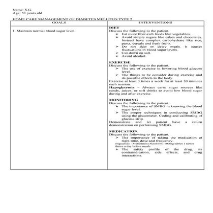 Home Care Management Dm2 | DOC