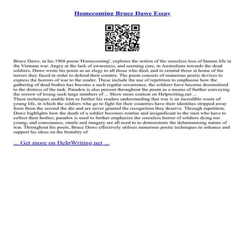 Homecoming Bruce Dawe Essay | PDF