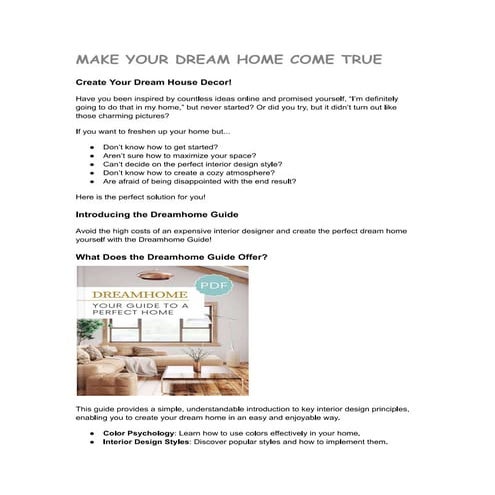 HOW TO MAKE YOUR DREAM HOME COME TRUE LOOK FOR YOURSELF | PDF