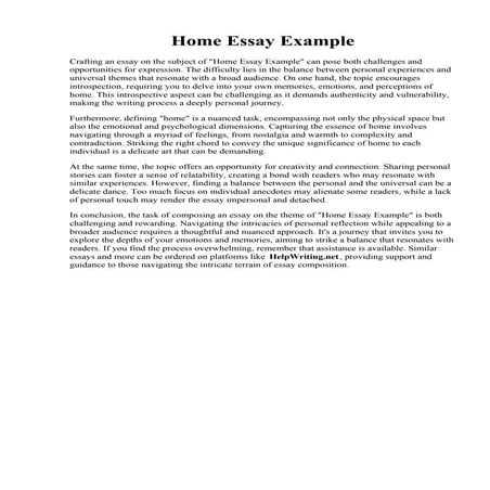 Home Essay Example | PDF | Career Planning | Careers