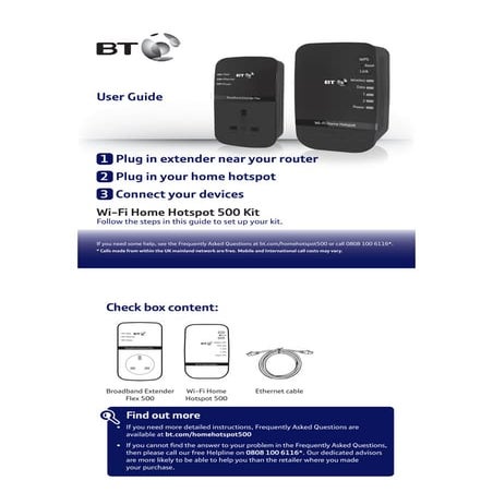 BT Broadband Wi-Fi Home Hotspot 500 Kit | PDF