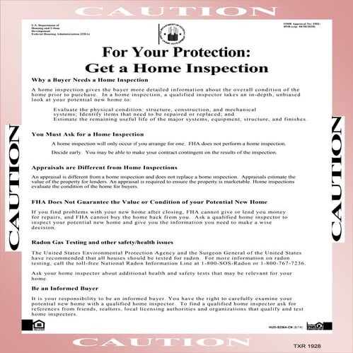 HUD Home Inspection Flyer