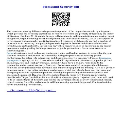 Homeland Security Bill | PDF