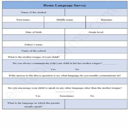 Home Language Survey Fillable PDF Template | PDF