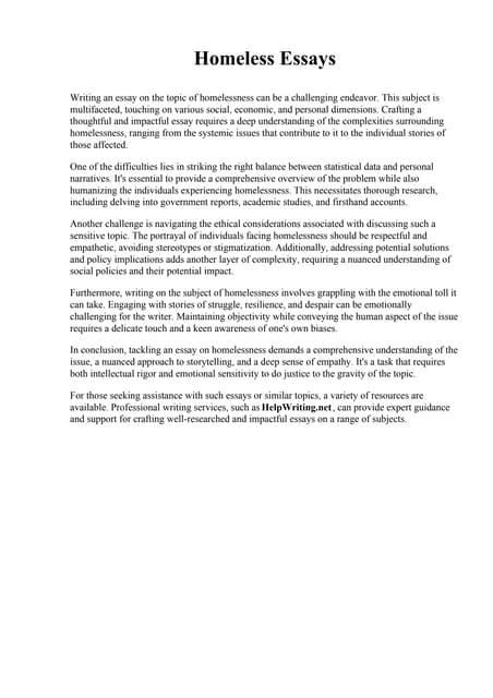 Essay On Homeless People. Sterling College | PDF | Medical Health