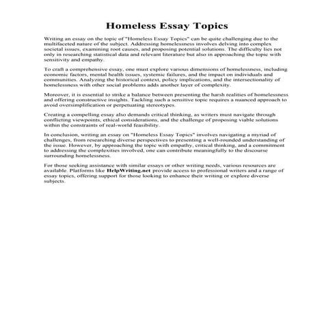 Homeless Essay Topics | PDF