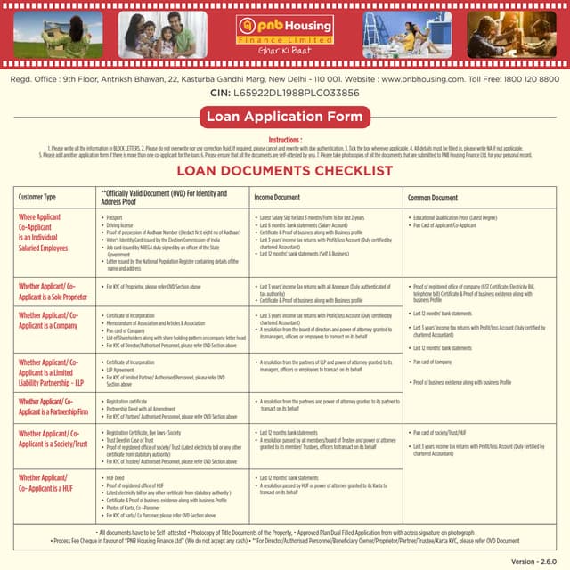 Home Loan Applications Form- PNB Housing | PDF