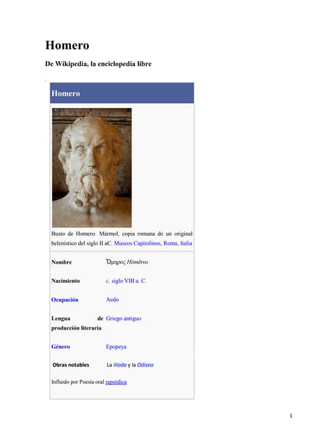 Biografía de Homero.docx | Biographies | Genres