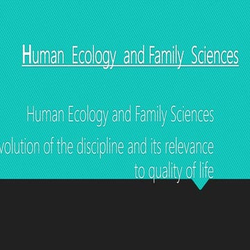 Introduction Human Ecology and Family Sciences chapter 1 | PPTX