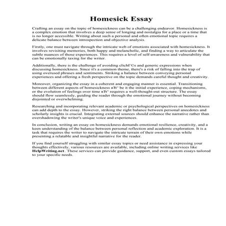 Homesick Essay. Homesick Essay Telegraph | PDF | Classical Music | Music
