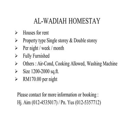 Homestay -- | DOCX