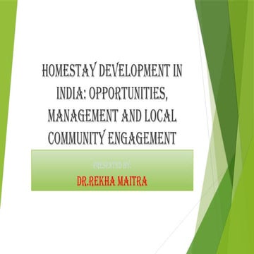 HOMESTAY DEVELOPMENT IN INDIA: OPPORTUNITIES, MANAGEMENT AND LOCAL ...