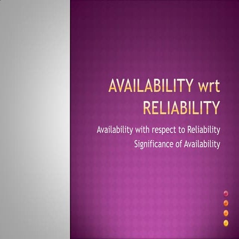 Availability Wrt Reliability | PDF
