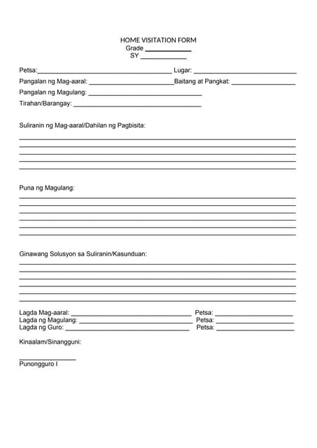 CINHS home visitation report for learners | DOCX