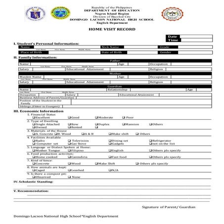 Home visit record | DOCX