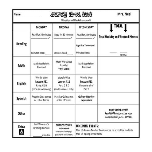 Sample Activities Schedule | DOC