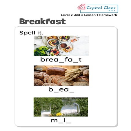 Chrystal Clear ESL learning homework L2 U6 | PDF