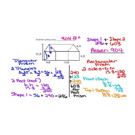 Homework surface area and volume of composite shapes - 8 problems | PDF