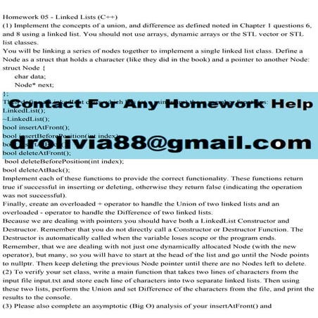 Homework 05 Linked Lists C1 Implement The Concepts Of A Unpdf 9444