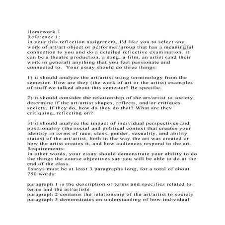 Homework 1Reference 1 In your this reflection assignment, Id.docx ...