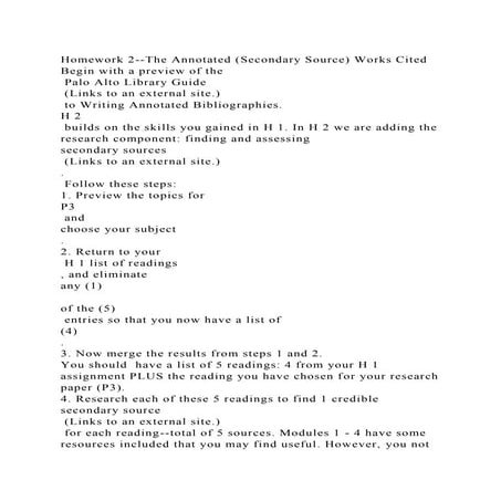Homework 2--The Annotated (Secondary Source) Works Cited Begin wit.docx