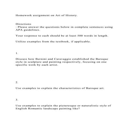 Homework assignment on Art of History.Directions Please ans.docx