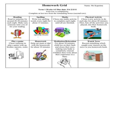 Homework grid | DOC