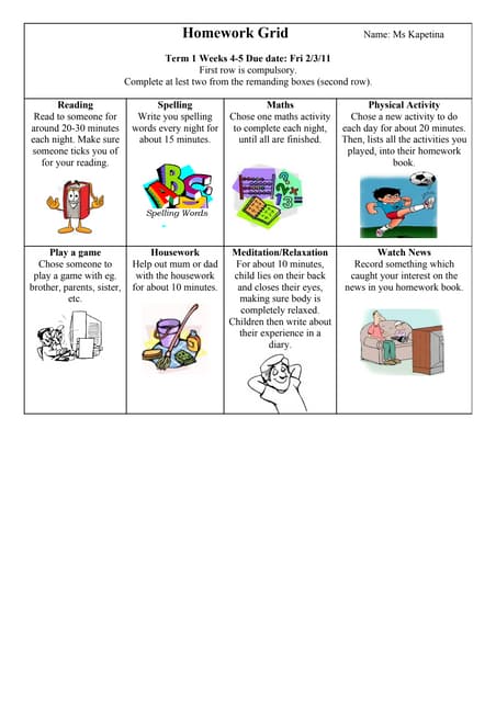 Homework Grid | PPT
