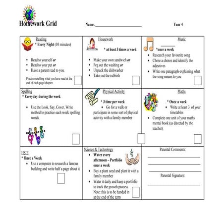 Homework grid | DOC