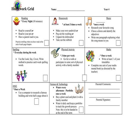 Homework grid | DOC