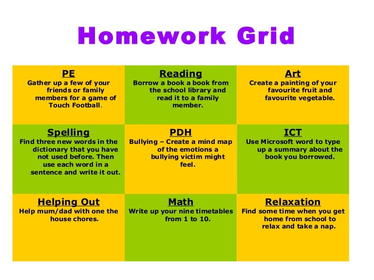 Homework grid