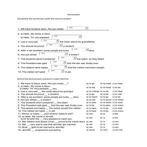 Homework infinitive | PDF