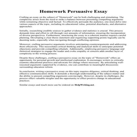 Homework Persuasive Essay. Persuasive writing: no homework task ...