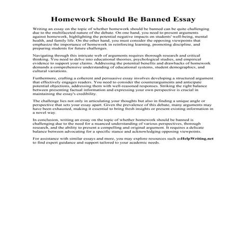 Homework Should Be Banned Essay.pdfHomework Should Be Banned Essay ...
