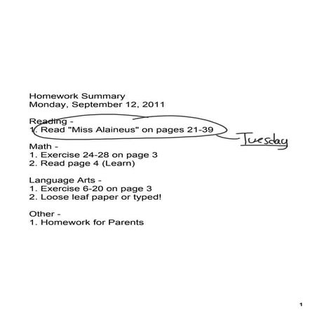 Homework summary for 9 12-11 | PDF