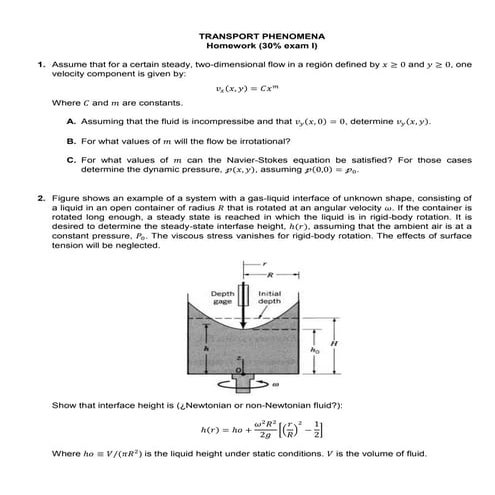 Homework transport phenomena | PDF