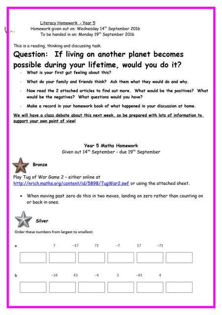 Year 5 homework week 3 maths | PPT