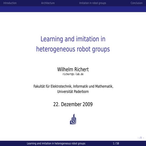 Learning And Imitation In Heterogeneous Robot Groups Pdf Artificial