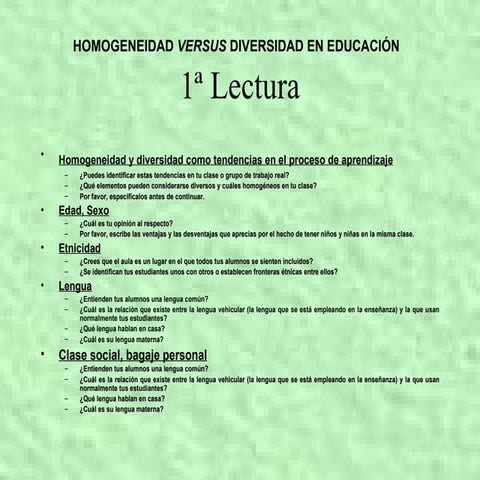 homogeneidad versus diversidad en educacion | PPT | Education