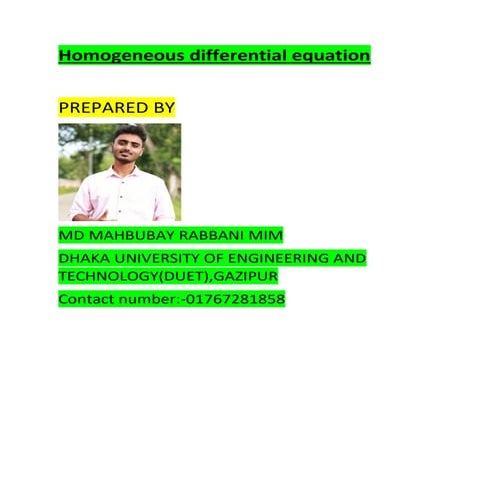 Homogeneous differential equation | PDF