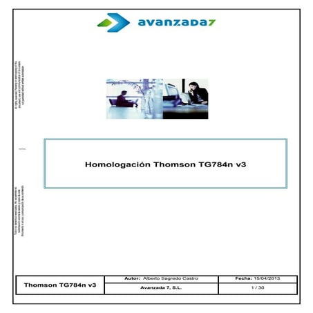 Documento de Homologacion Avanzada 7 (Thomson TG784n v3) | PDF
