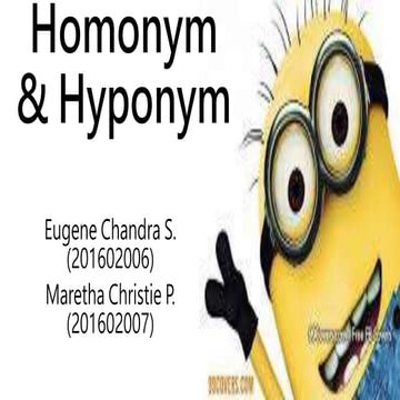 Homonym & hyponym presentasi b.inggris | PPTX