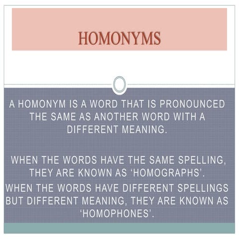Homonyms | PPTX