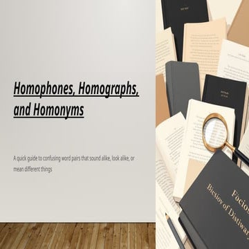 Homophones, Homographs and Homonyms are important topics in ...