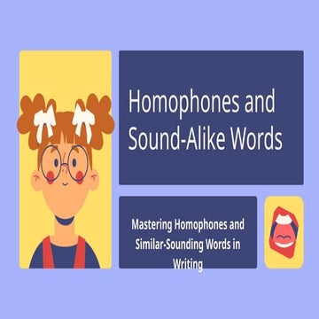 Homophones and Sound Alike Words Education Presentation in Purple ...
