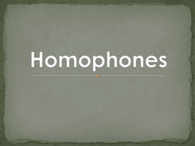 Homonyms presentation | PPTX