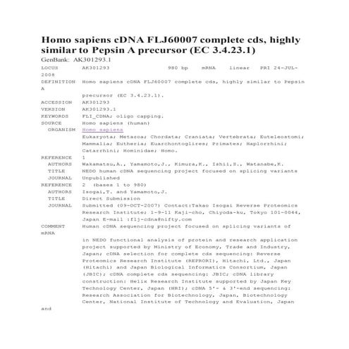 Homo sapiens (human pepsin) NCBI GENBANK | DOCX