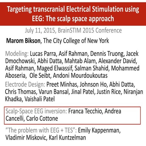 Marom Bikson on EEG guided tES / TDCS | PPTX