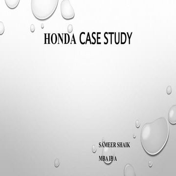 A case study on Honda | PPTX
